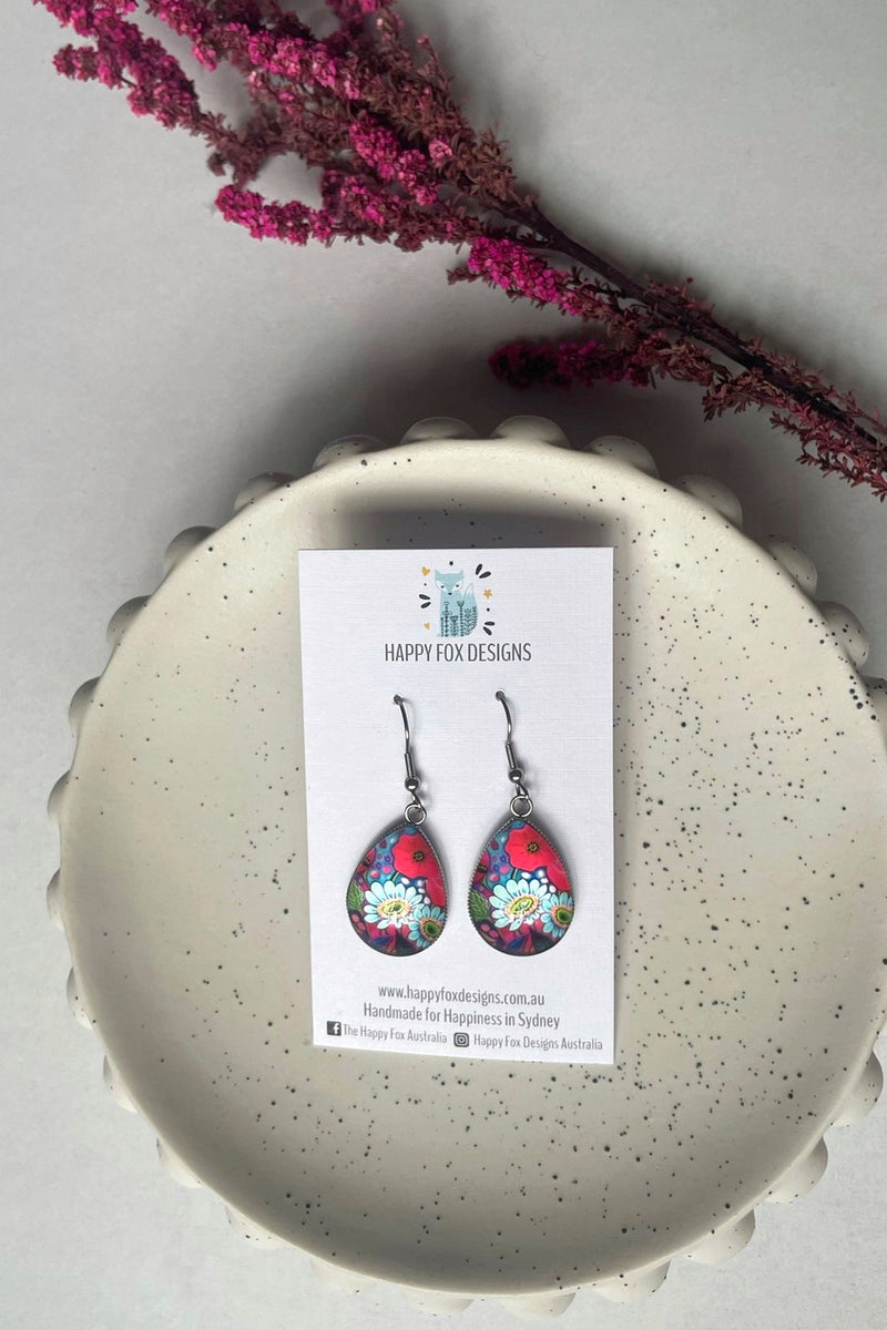 Gerberas & Poppies - large teardrops – Happy Fox Designs